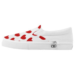 Red Love Hearts Zipz Slip On Sneakers Shoes | Zazzle