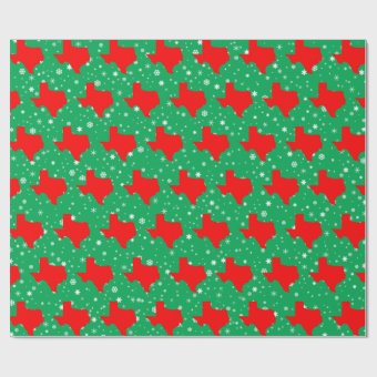 Red Map of Texas Pattern Christmas Wrapping Paper | Zazzle