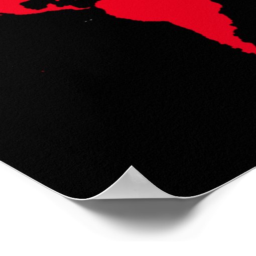 red map of world on black poster | Zazzle