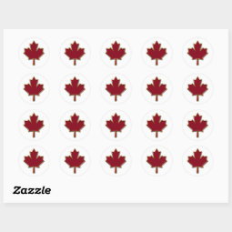 Red Maple Leaf Classic Round Sticker | Zazzle