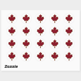 Red Maple Leaf Classic Round Sticker | Zazzle