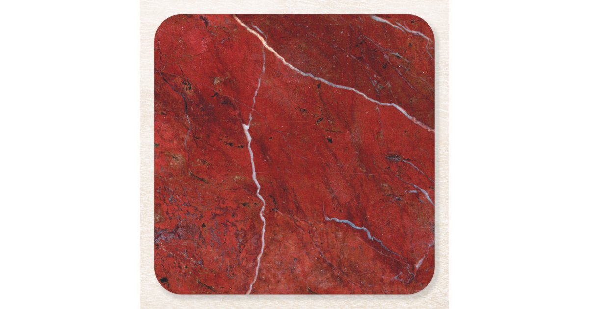 Red Marble Stone Modern Elegant Stylish Square Paper Coaster | Zazzle
