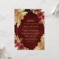 Red Maroon Floral Gold Lace QR Code Muslim Wedding Invitation | Zazzle