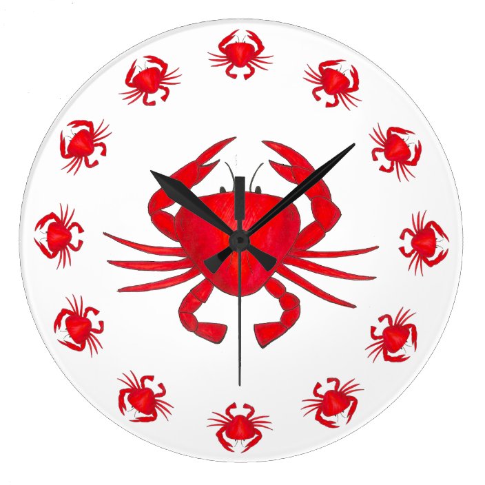 Red Maryland Crab Beach House Bedroom Bathroom Large Clock | Zazzle.com