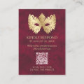 Red Masquerade Mask Quinceanera QR RSVP Enclosure Card | Zazzle