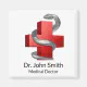Red Medical Cross Silver Symbol Serpent Snake Magnet | Zazzle