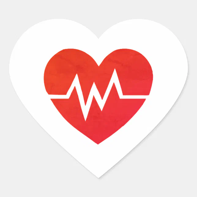 Red Medical EKG Heart Stickers | Zazzle