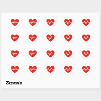 Red Medical EKG Heart Stickers | Zazzle
