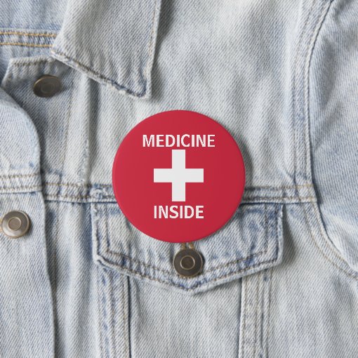 Red Medicine Inside First Aid Symbol Medication Pinback Button | Zazzle