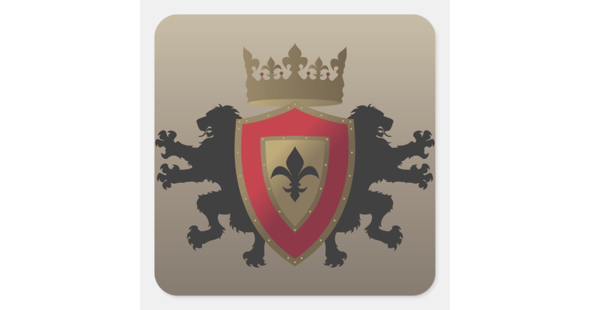 Red Medieval Lion Heraldry Stickers | Zazzle