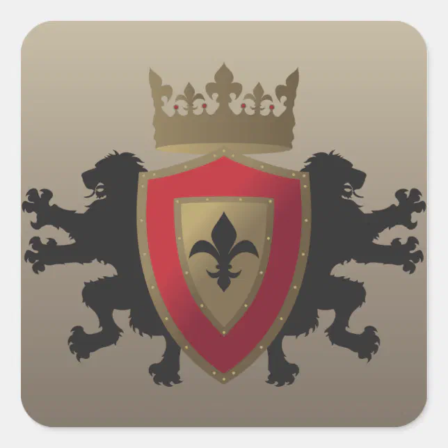 Red Medieval Lion Heraldry Stickers | Zazzle