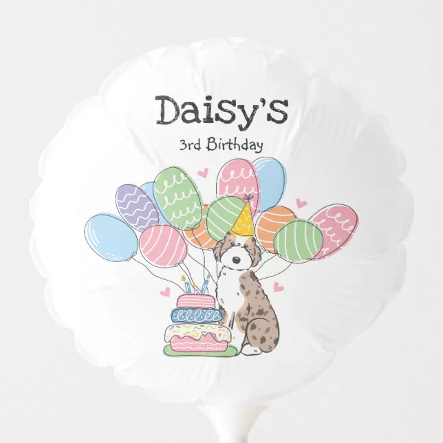 Red Merle Aussiedoodle Dog Birthday Party Balloon | Zazzle