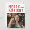 Red Merry & Bright Bold Typography Christmas Photo Holiday Card | Zazzle