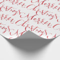 Red Merry Christmas Calligraphy Holiday Wrapping Paper | Zazzle