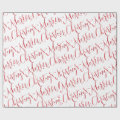 Red Merry Christmas Calligraphy Holiday Wrapping Paper | Zazzle