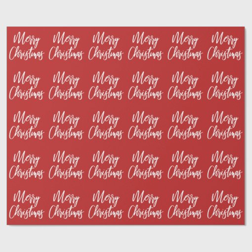 Red Merry Christmas Calligraphy Wrapping Paper | Zazzle