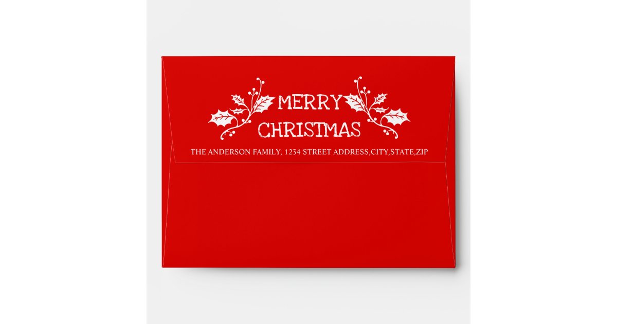 Red Merry Christmas Holiday Mailing Envelope | Zazzle
