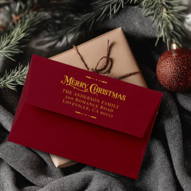 Red Merry Christmas Return Address Envelope | Zazzle