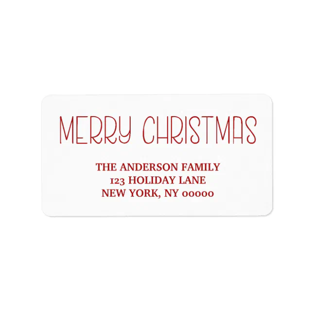 RED Merry Christmas Simple Hand Lettered Script Label | Zazzle