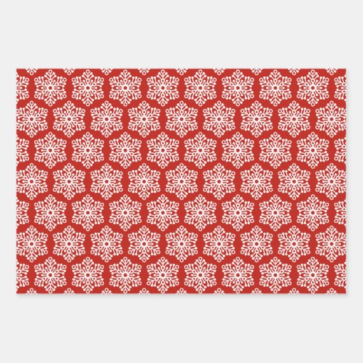 Red Merry Christmas Snowflakes Holiday Christmas Wrapping Paper Sheets ...