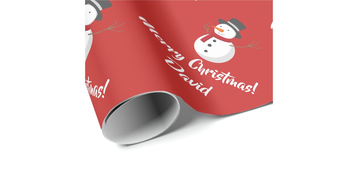 Red Merry Christmas Snowman wrapping paper | Zazzle