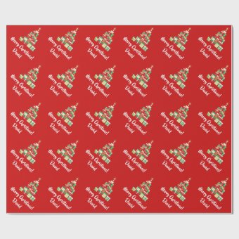 Red Merry Christmas Tree wrapping paper | Zazzle