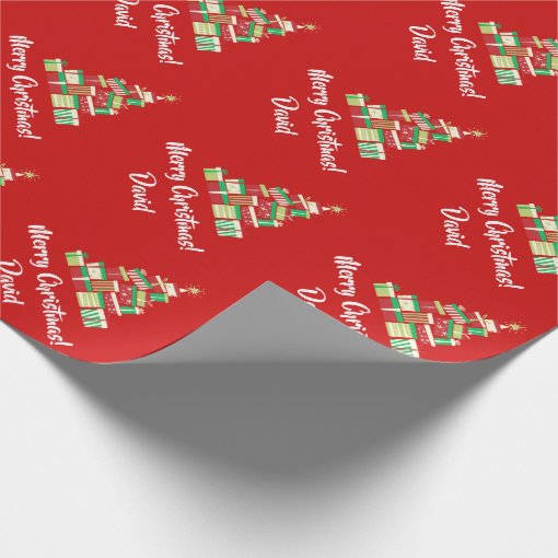 Red Merry Christmas Tree wrapping paper | Zazzle