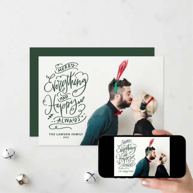Red Merry Everything and Happy Always Photo Holida Holiday Card | Zazzle