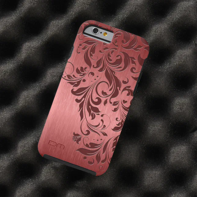 Red Metallic Brushed Aluminum & Burgundy Lace Case-Mate iPhone Case ...