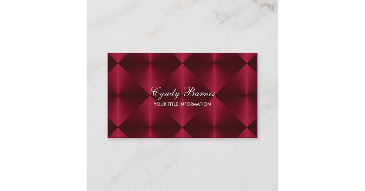 Red Metallic Look Diamond Tiles Business Card | Zazzle