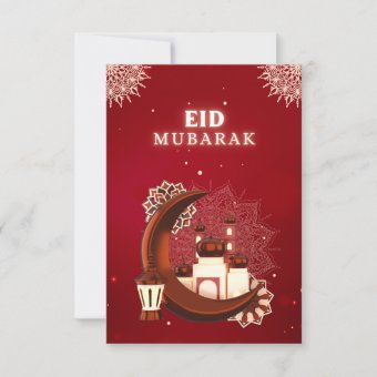 Red Minimalist Eid Mubarak Card | Zazzle