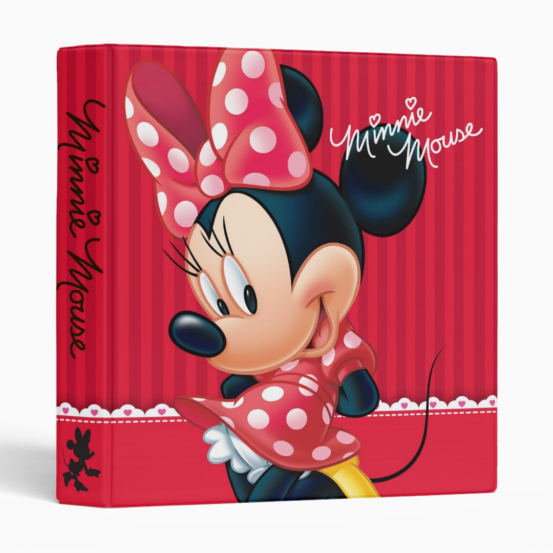 Red Minnie | Cute 3 Ring Binder | Zazzle
