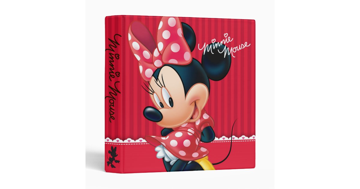 Red Minnie | Cute 3 Ring Binder | Zazzle