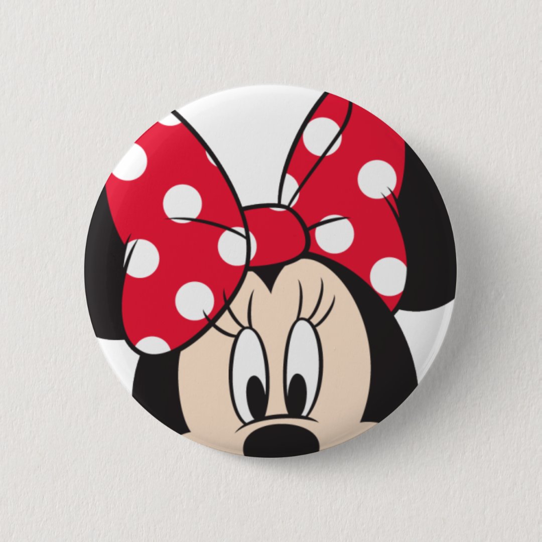 Red Minnie | Cute Closeup Button | Zazzle