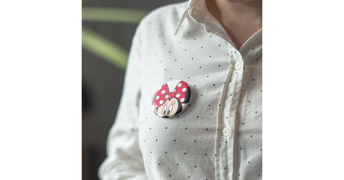Red Minnie | Cute Closeup Button | Zazzle