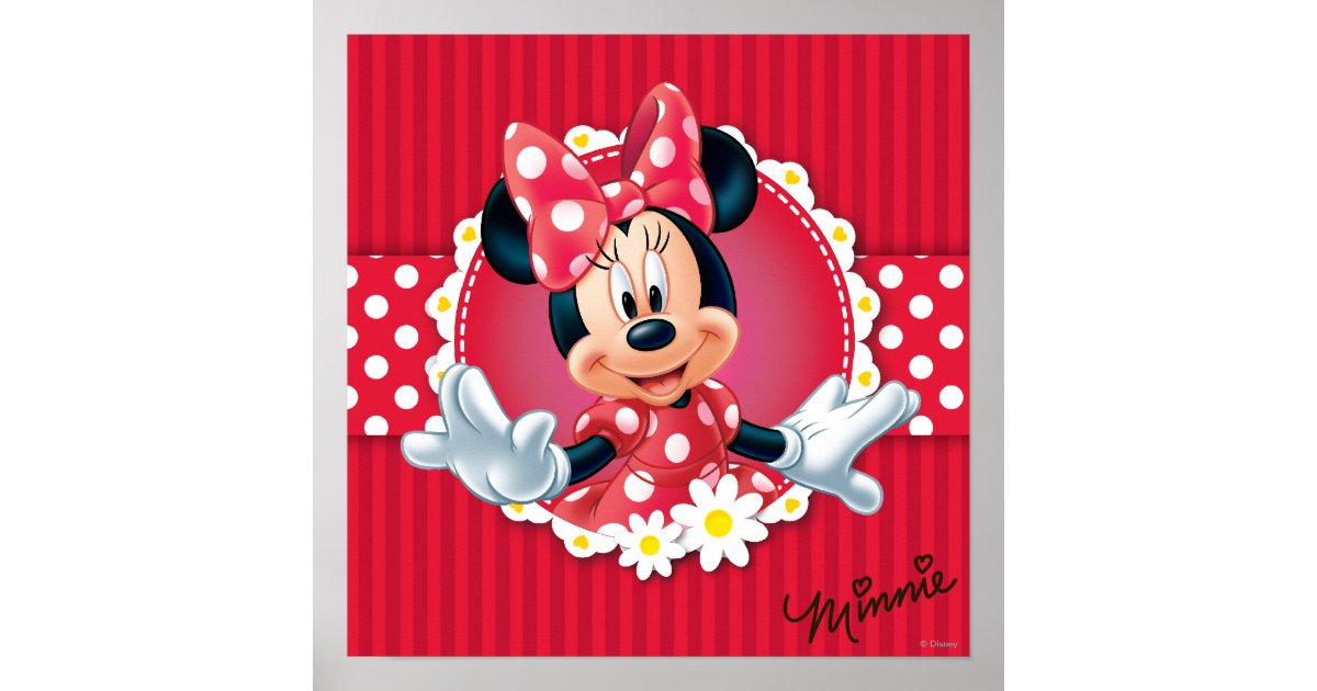 Red Minnie | Flower Frame Poster | Zazzle