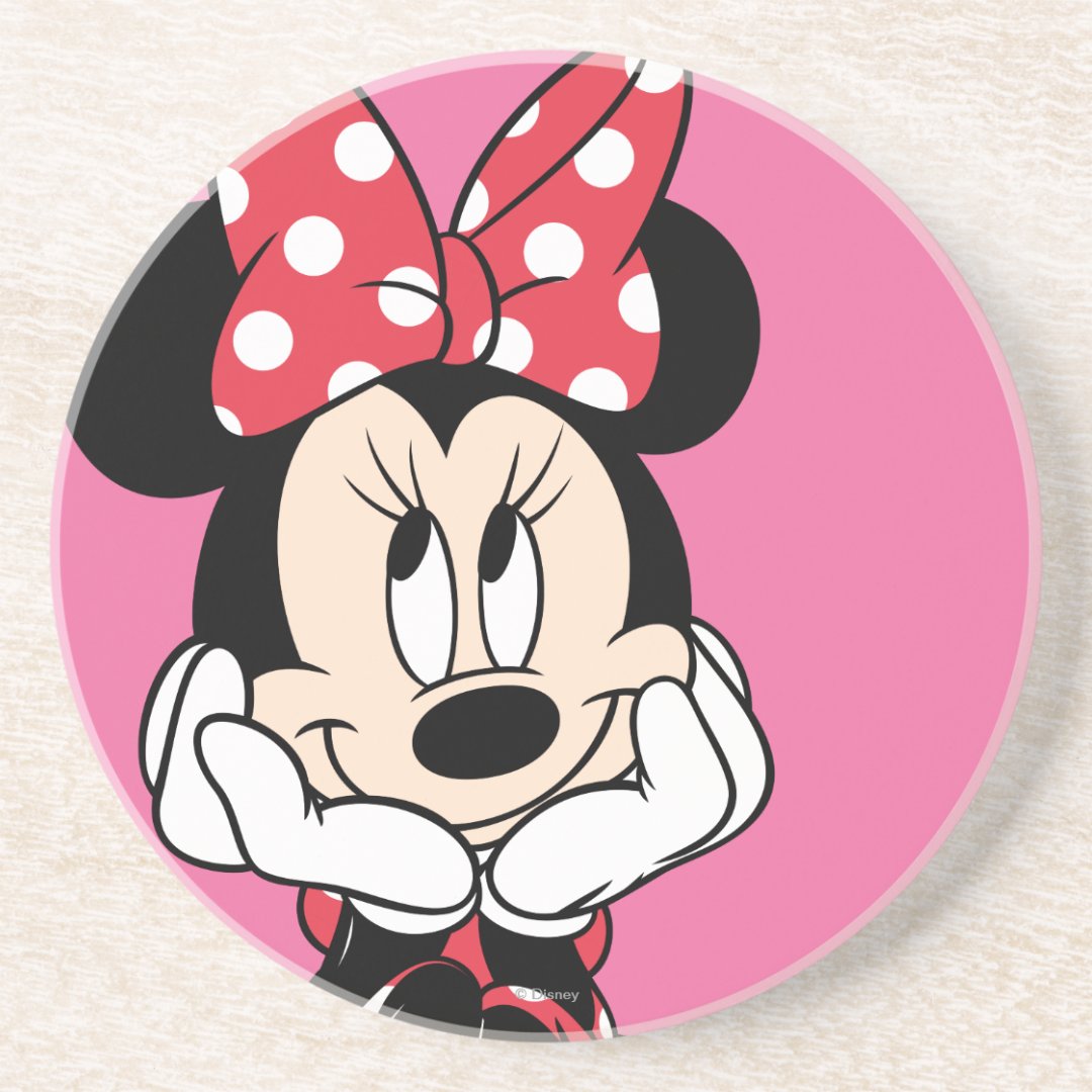 Red Minnie | Head in Hands Drink Coaster | Zazzle