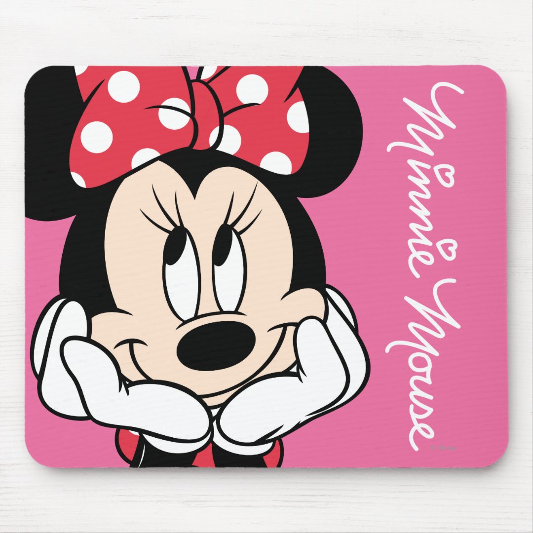 Red Minnie | Head in Hands Mouse Pad | Zazzle