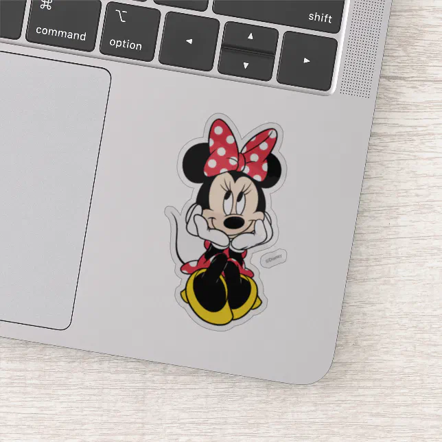 Red Minnie | Head in Hands Sticker | Zazzle