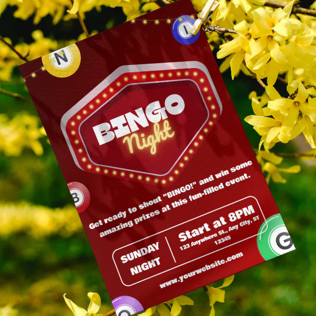 Red Modern Bingo Night Invitations | Zazzle