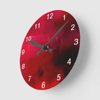 Red Modern Design Round Clock | Zazzle