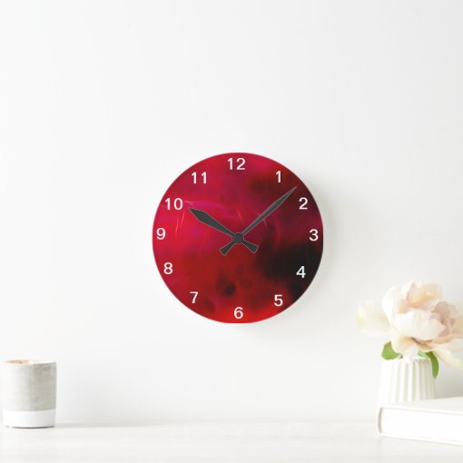Red Modern Design Round Clock | Zazzle