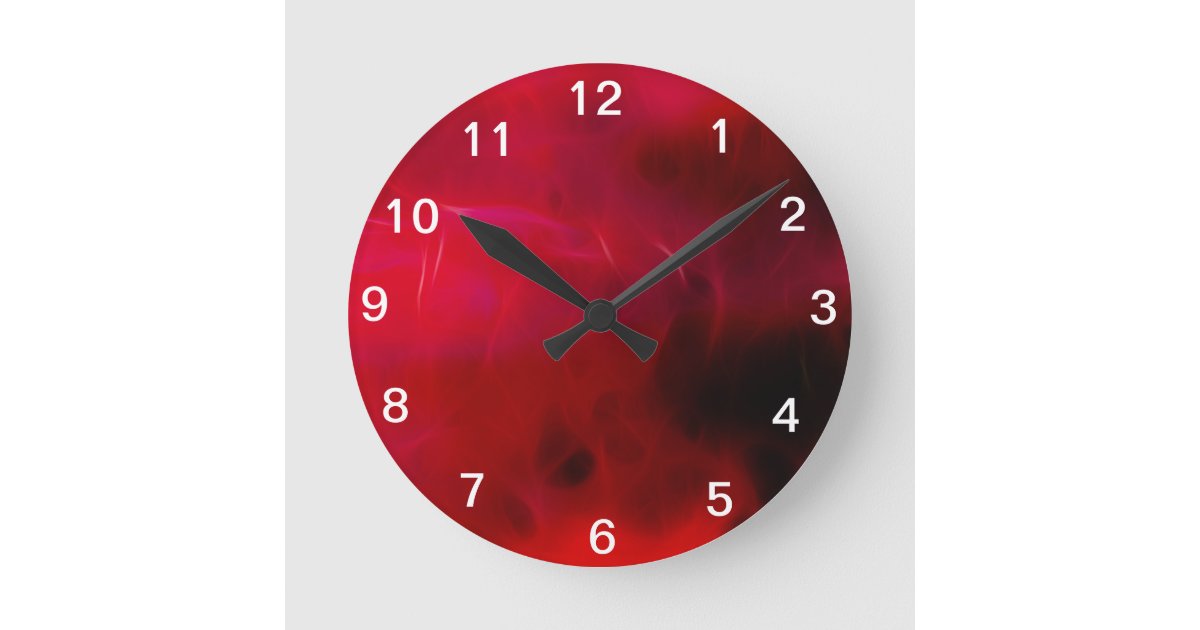 Red Modern Design Round Clock | Zazzle