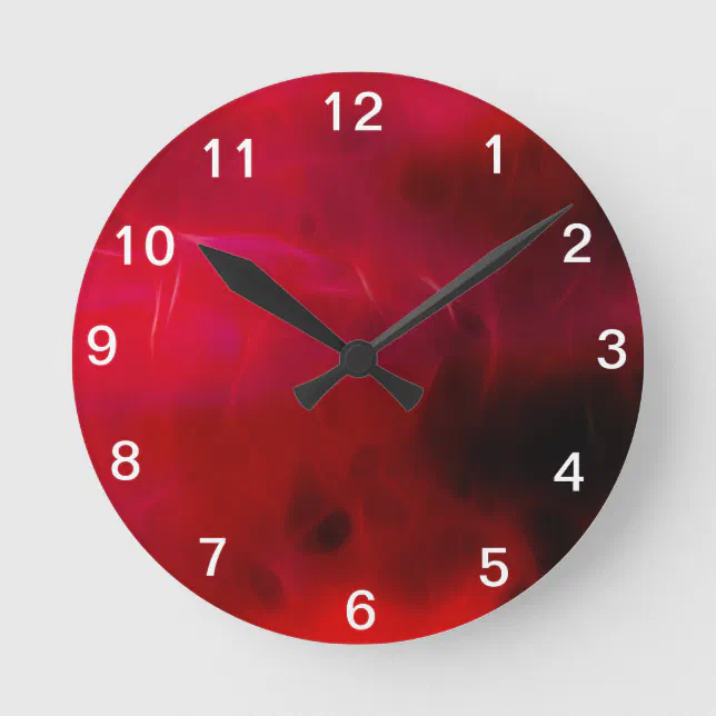Red Modern Design Round Clock | Zazzle