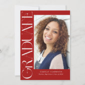 Red Modern Elegant Vertical Two Photo Graduation Invitation | Zazzle