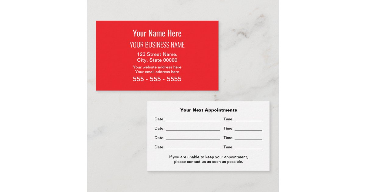 Red Modern Professional Appointment Card | Zazzle