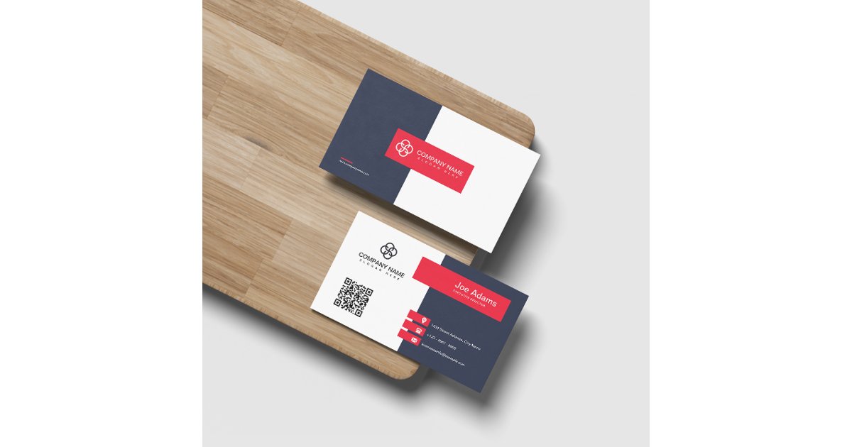 Red Modern Simple Professional QR code Scannable Business Card | Zazzle