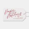 Red Modern Simple Script Happy Holidays Gift Tags | Zazzle