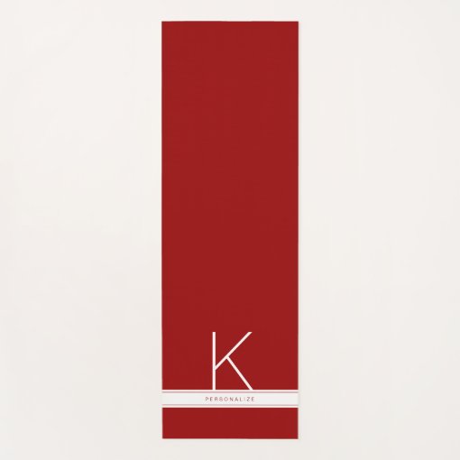 Red Modern Simple Stripe Monogram Name Yoga Mat | Zazzle