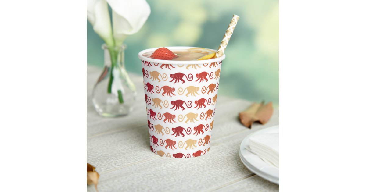 Red Monkeys Pattern Paper Cups | Zazzle